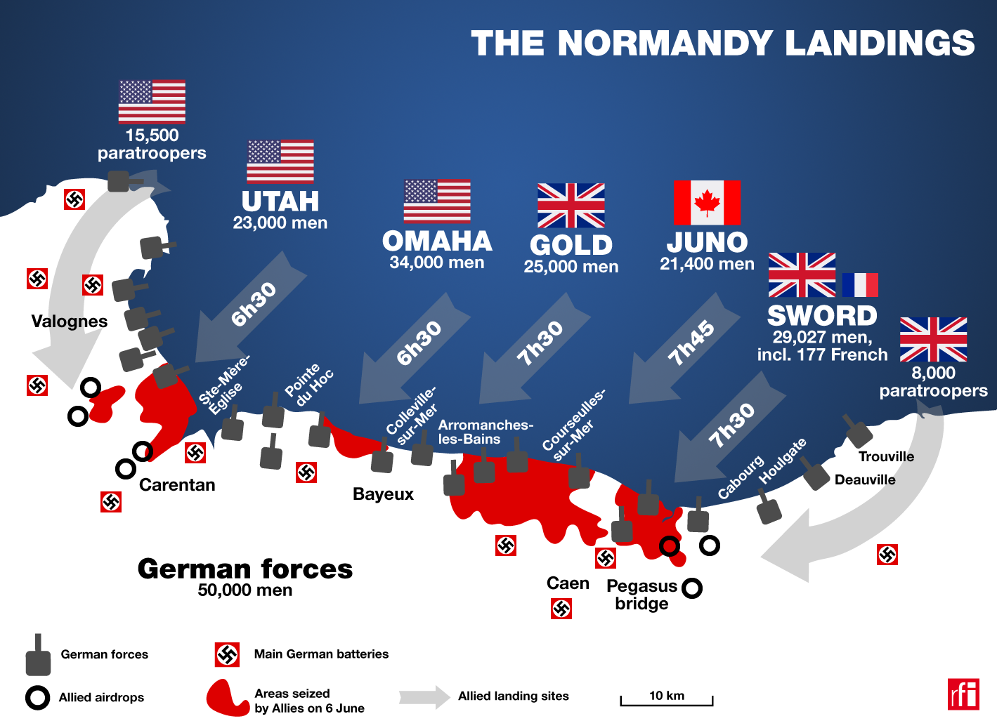 WW II LANDING IN NORMANDY - D-Day, hour by hour - RFI
